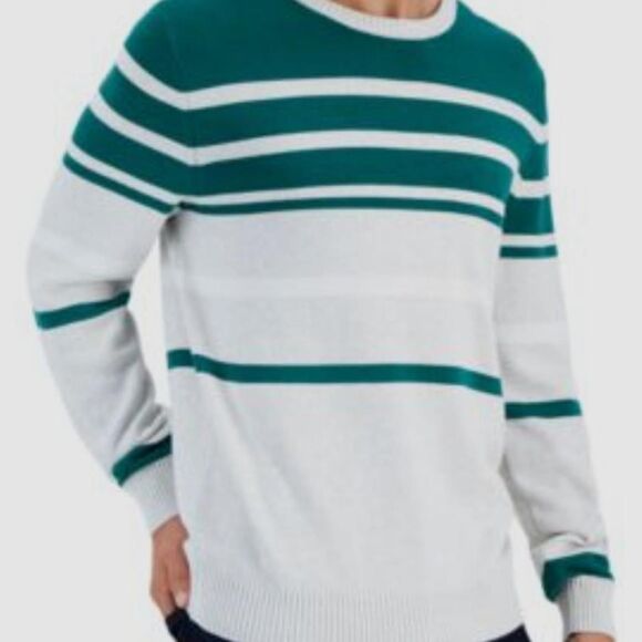 Club Room | Sweaters | Club Room White And Green Striped Sweater | Poshmark